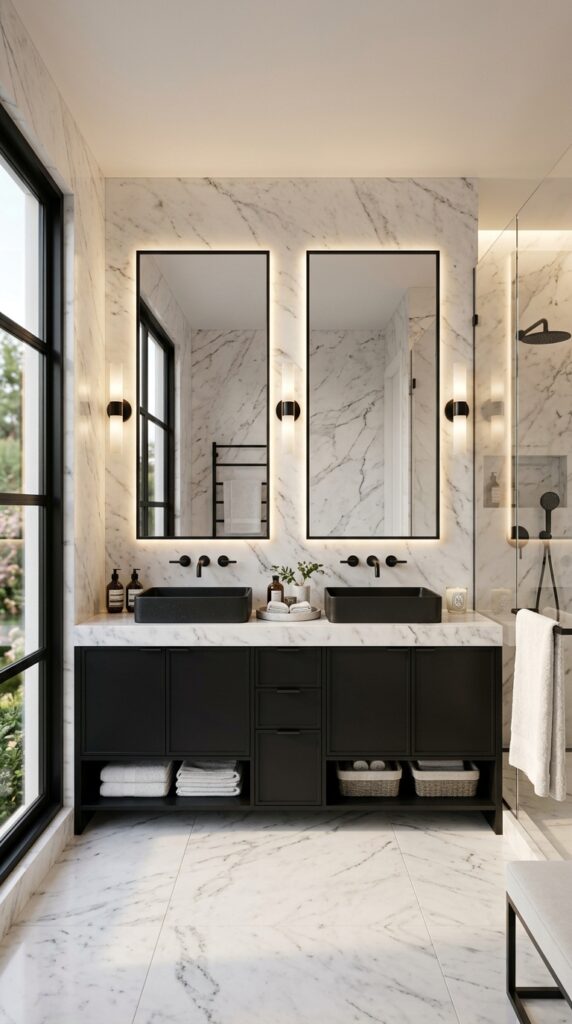 10 Chic Black Cabinets Bathroom Designs Minimalist Look Ideas - Airlucent