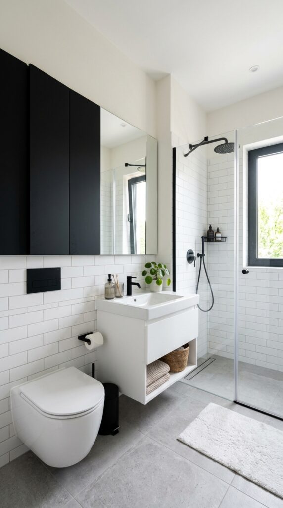 10 Chic Black Cabinets Bathroom Designs Minimalist Look Ideas - Airlucent